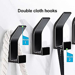 CFGROW Heavy Duty Adhesive Hook, 6 Packs Black, Coat Robe Clothes Bath Towel Hooks Wall Mounted with Strong Glue Hold 22 lbs for Home Bathroom Kitchen Modern Hotel Style, Free-Drill Ceiling Holders