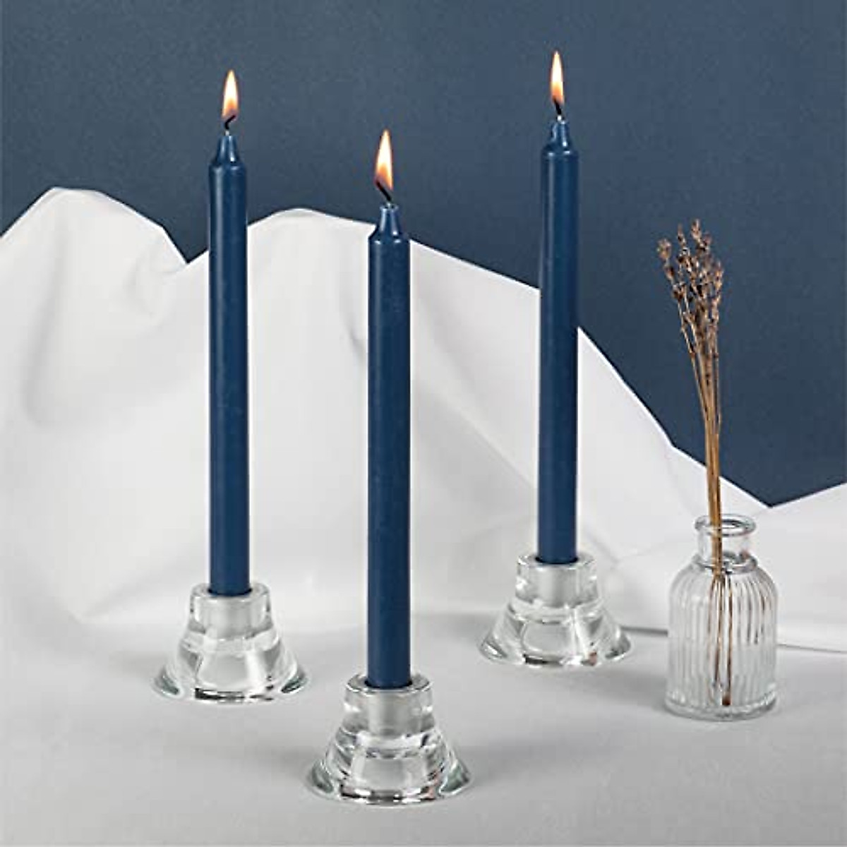 CANDWAX Dark Blue Taper Candles Pack of 4 - Straight Candles 10 inch Ideal as Unscented Candles, Dinner Candles and Table Candles - Slow Burning Candles Dripless - Smokeless Long Candlesticks