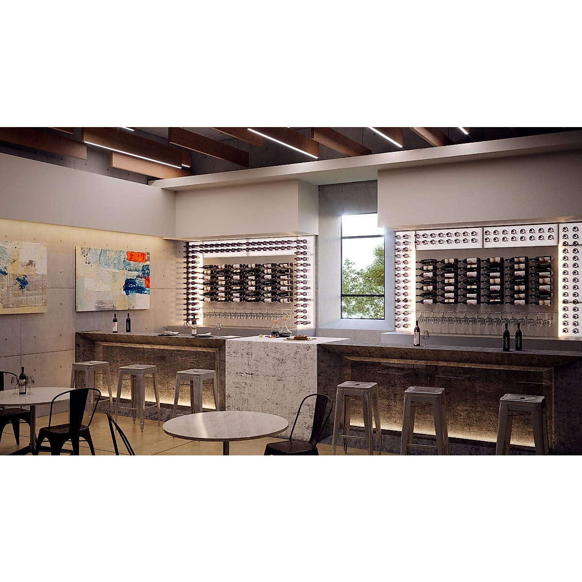 VintageView Vino Series - Vino Pins Designer Kit 12 Bottle Wall Mounted Wine Rack (Milled Aluminum) Stylish Modern Wine Storage with Label-Forward Design