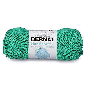 Bernat Handicrafter Cotton Solids Yarn, 1.75 oz, Gauge 4 Medium, 100% Cotton, Emerald