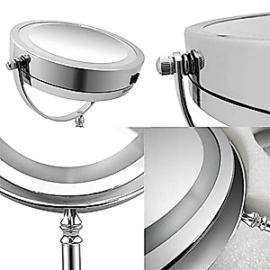 BROHN 7 Inch 10x Magnification Circular Makeup Mirror Dual Sided LED 360 Degree Rotating Cosmetic Mirror Stand Magnifier