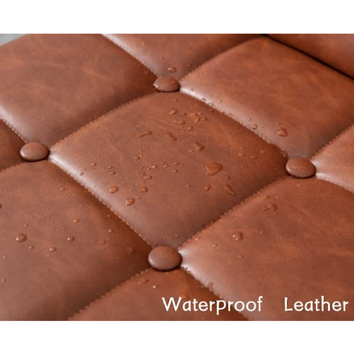 CIMOTA Modern Tufted Dining Chairs Set of 2 Upholstered Leather Dining Room Chairs Kitchen Chairs Comfy Armless Side Chairs with Chrome Metal X Legs for Dining Room/Living Room, PU Brown/2PCS