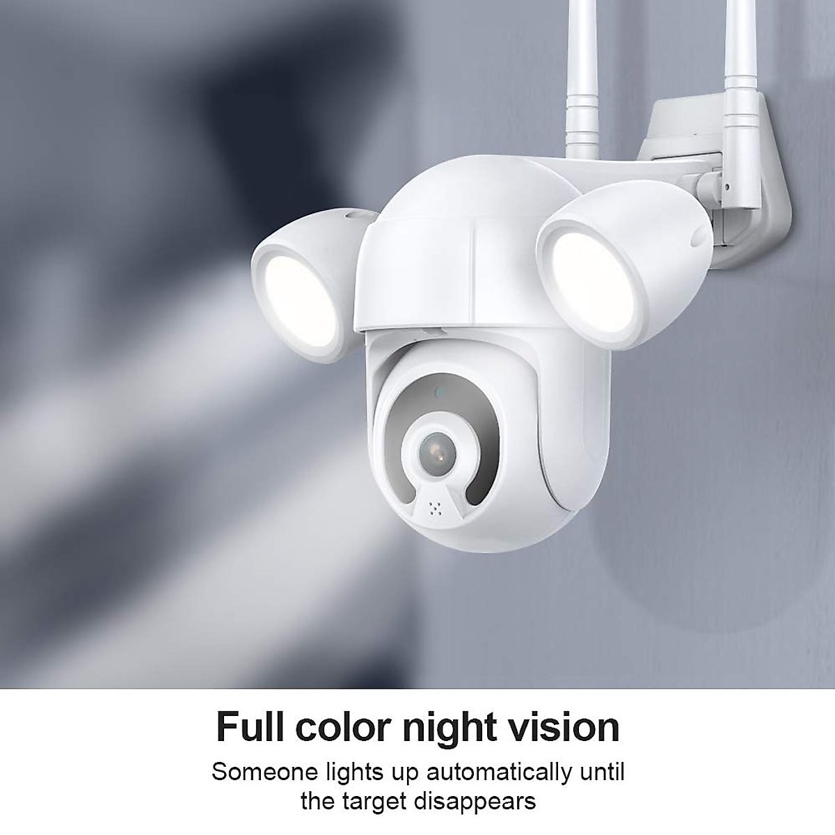 EVERSECU 2K 3Mp Tuya Smart Life Floodlight Outdoor WiFi IP PTZ Security Camera Weatherproof, Motion-Activated Spotlights &Auto-Tracking, Color Night Vision, 2-Way Audio, Work with Alexa & Google Home