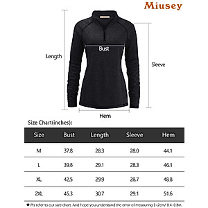 Miusey Long Sleeve Workout Tops for Women to Wear with Leggings,Ladies Hiking T-Shirt with Zipper Classy Plain Quick Drying Polo Pullover Stretch Athletic Pilates Cycling Tee Black2 M