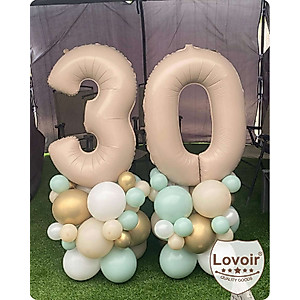 40 Inch Caramel Number 3 Balloon Large Size Jumbo Digit Mylar Foil Retro Apricot Beige Helium Balloons for Birthday Party Celebration Decorations Graduation Anniversary Baby Shower Photo Shoot