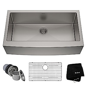 Kraus KHF200-36 Standart PRO Kitchen Stainless Steel Sink, 36 Inch Round Apron Single Bowl