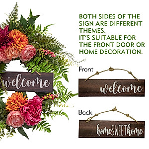 20 Inch Spring Wreath for Front Door Handmade Artificial Flowers Wreath Spring Garland for Front Door Garden Home Decor