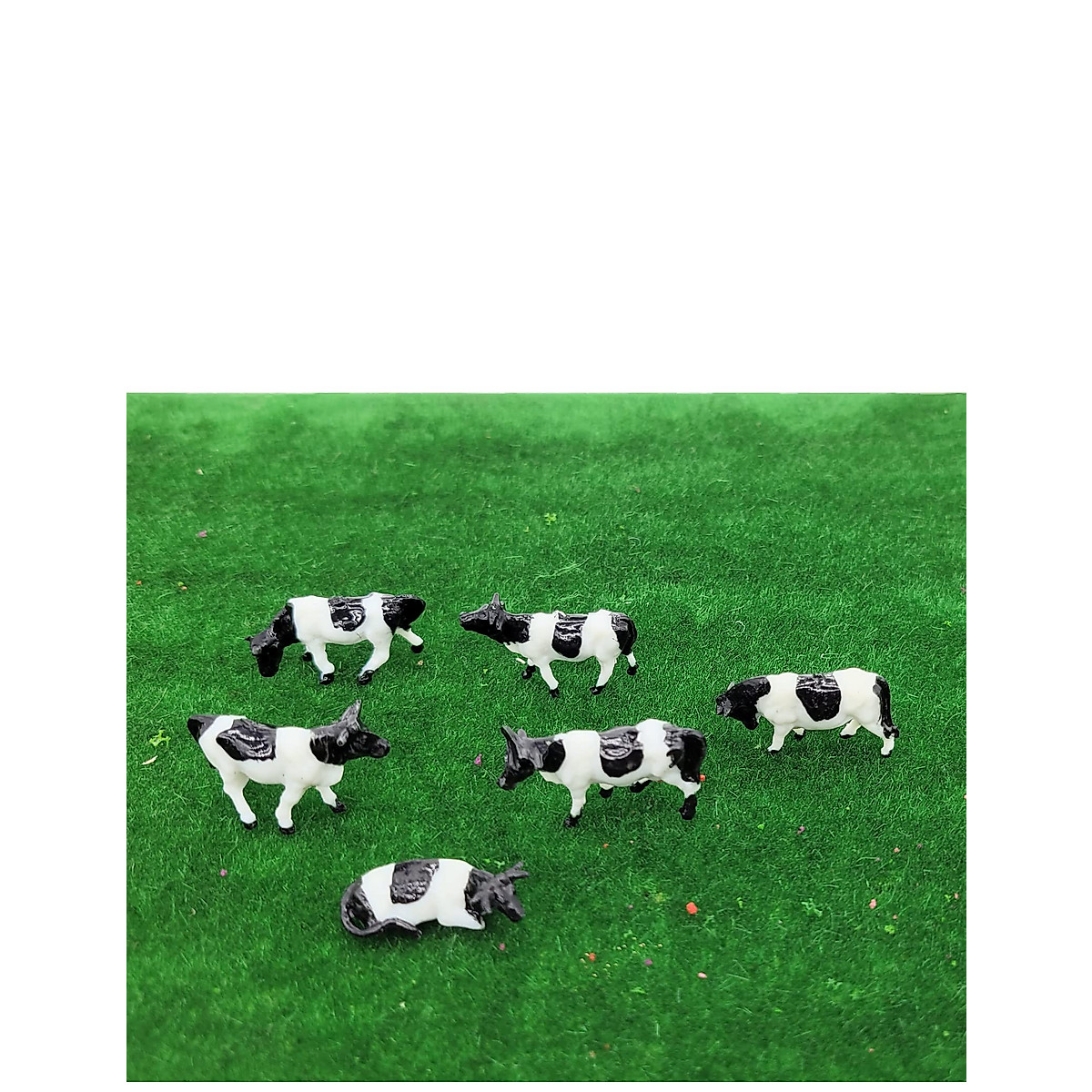 CWBPING 20pcs 1:87 HO Scale Model Painted Farm Animals Miniature Cows for Model Railway Layout Mini Model Farm Landscape Making