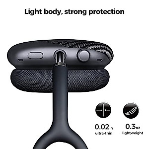 Carbon Fiber for AirPods Max Case, MONOCARBON Genuine Carbon Fiber Case for AirPods Max Headphones, with AirPods Max Covers Apple Headphone Cases Ultra Protective-Matte Black