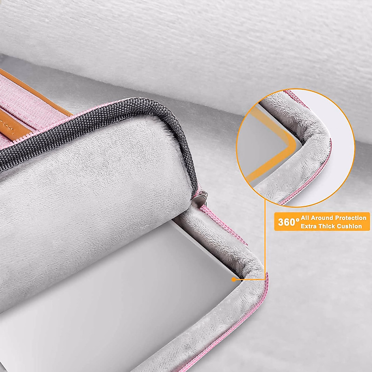 MOSISO 360 Protective Laptop Shoulder Bag,13-13.3 inch Computer Bags Compatible with MacBook, HP, Dell, Lenovo, Asus Notebook,Side Open Messenger Bag with 4 Zipper Pockets, Pink