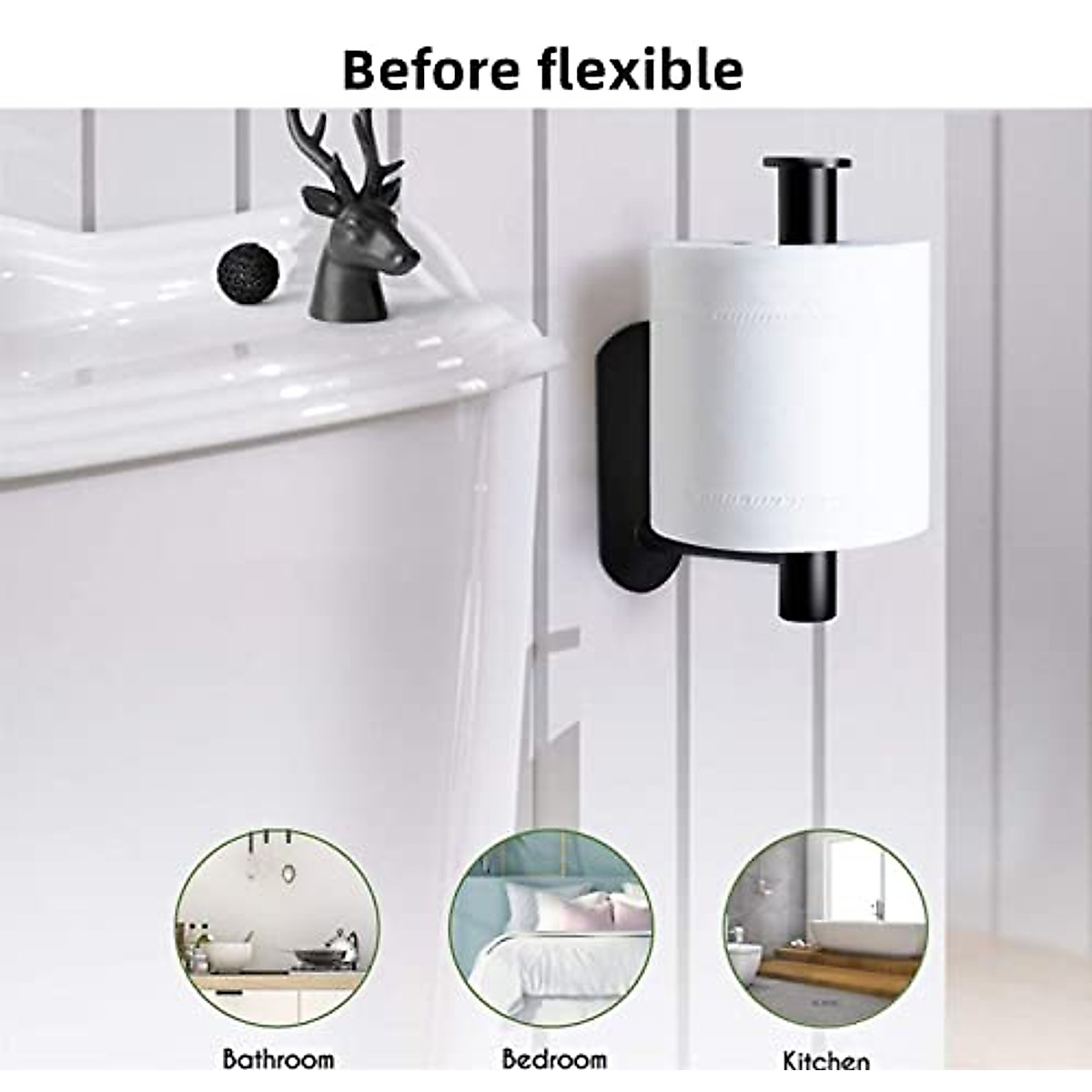 Paper Towel Holder for Kitchen,Under Cabinet&Wall Mount Paper Holder,Magnetic Paper Towel Rack, Self-Adhesive Bathroom Paper Towels Rolls Holder（Adjustable Length up to 14.56inch）