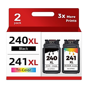 Ubinki 240XL 241XL Ink Cartridge Combo Pack for Canon PG-240XL CL-241XL 240 PG240 241 CL241 XL for Pixma MG3620 MG3600 TS5120 TS5100 MG2120 MG3520 MX452 MX512 MX532 MX472 MG2220 MG3120 MG3122 Printer