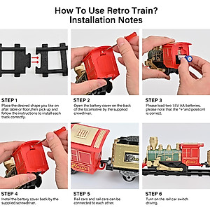 Train Set - Christmas Train Toys, Battery-Powered Locomotive Engine with Sound and Lights, Cargo Cars & 10 Tracks, Toy Train Sets for Boys Age 3 4 5 6
