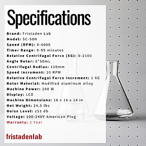 Fristaden Lab Digital Centrifuge | Highest Capacity in Its Class (300 mL) | USA Company | 10-4000 RPM | Precision Control