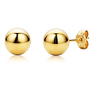 14K Yellow Gold Ball Stud Earrings, 10mm