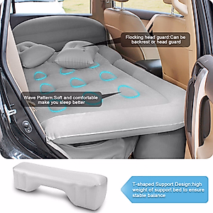 ISWEES Car Air Mattress, SUV Air Mattress, Car Mattress for SUV, Full Mattress with Electric Pump and 2 Pillows, Car Bed Air Mattress Flocking Portable Sleeping Pad for Home Outdoor Travel Camping