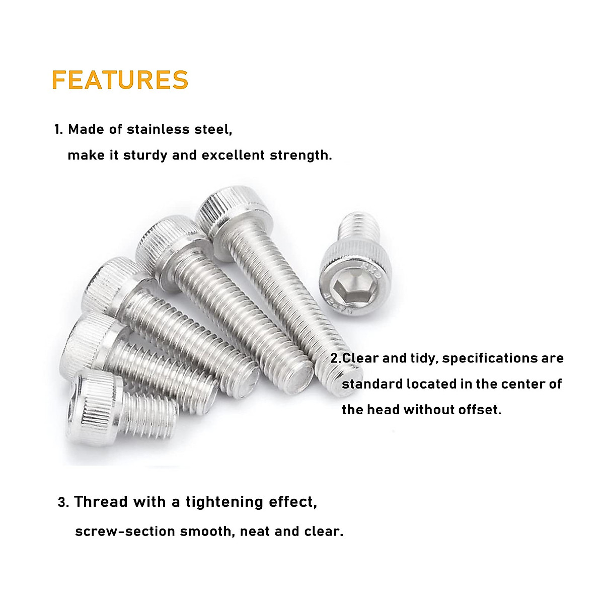 binifiMux 190pcs M2.5 Hex Socket Cap Screws and M2.5 Hex Nuts Assortment Kit with Wrench, 304 Stainless Steel Silver Tone