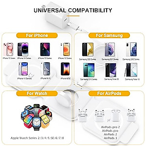 iPhone 15 Wireless Charger,3 in 1 Foldable Magnetic Charging Station for Multiple Devices with 20W iPhone Fast Charger Travel Plug and USB C Cable for iPhone 15 14 13 Pro Max Plus,AirPods,Apple Watch