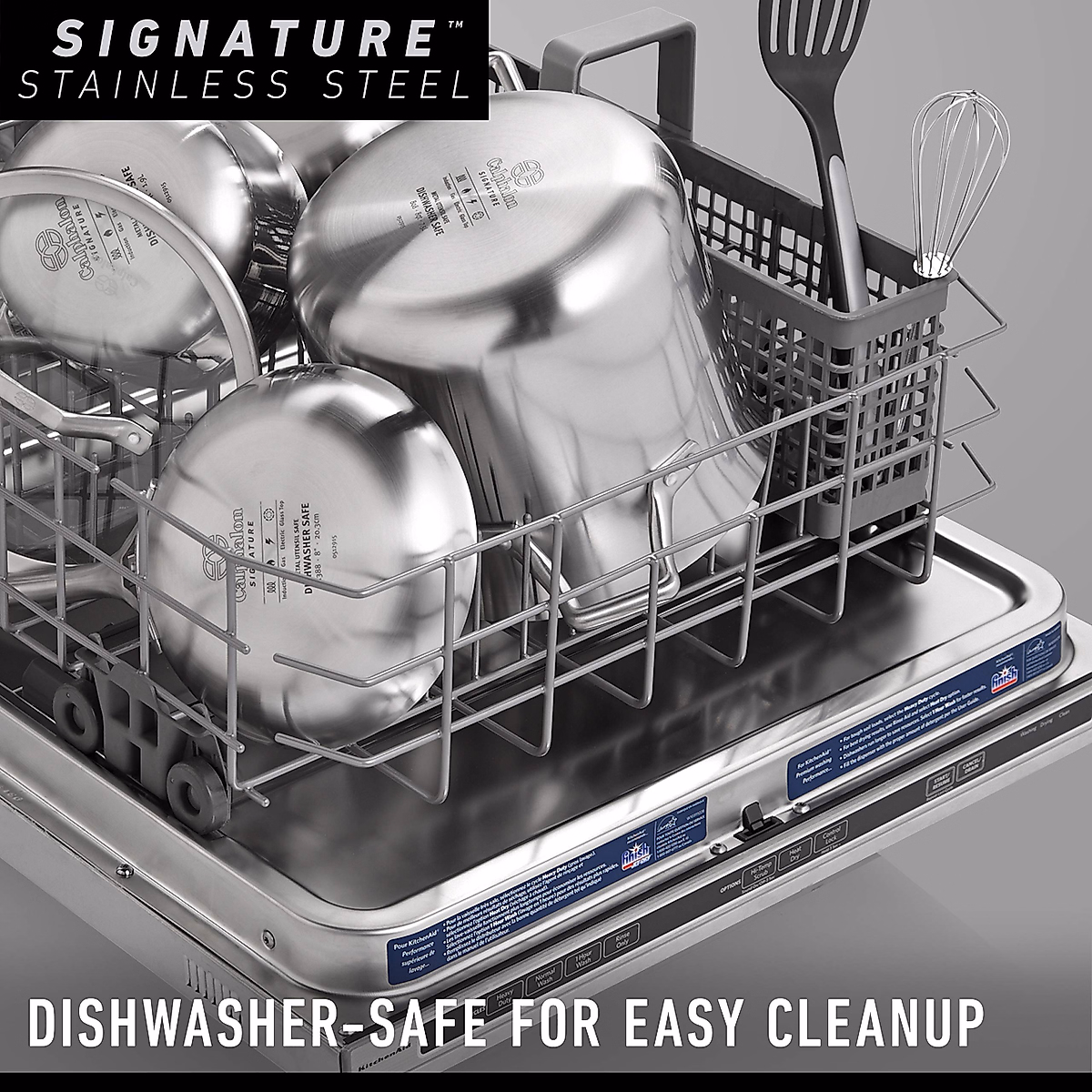 Calphalon 10-Piece Pots and Pans Set, Stainless Steel Kitchen Cookware with Stay-Cool Handles, Dishwasher Safe, Silver