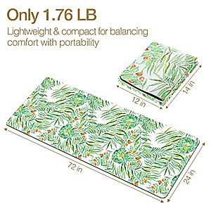 Homaisson Folding Travel Yoga Mat: 4mm Extra Thick Yoga Mat for Women|Non-Slip TPE High-Density Breathable Pro Yoga Mat for Men Foldable Print Graphic Fitness Mat - 72"L x 24"W Workout Mat for Yoga Pilates Floor Exercises