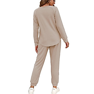 Cute Two Piece Outfits for Women, Pajama Pants for Women Beige S