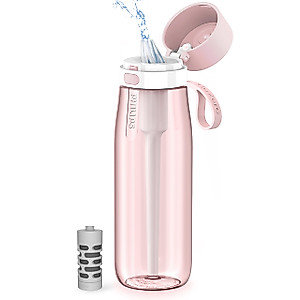 PHILIPS Filtered Water Bottle, BPA-Free Tritan Plastic Water Bottles, Replaces 450 Plastic Water Bottle with Reusable GoZero Everyday Water Filter, Portable Filtering Bottle for Travel, 22 oz