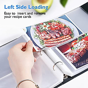 MaxGear Recipe Card Protectors (60 Pack, 4x6 inch Pockets) Recipe Card Holder for 8.5 x 9.5 3 Ring Binder, 2 Pockets Per Page, Recipe Binder Photo Refill Pages, Perfect for Recipe and Photo Sleeves