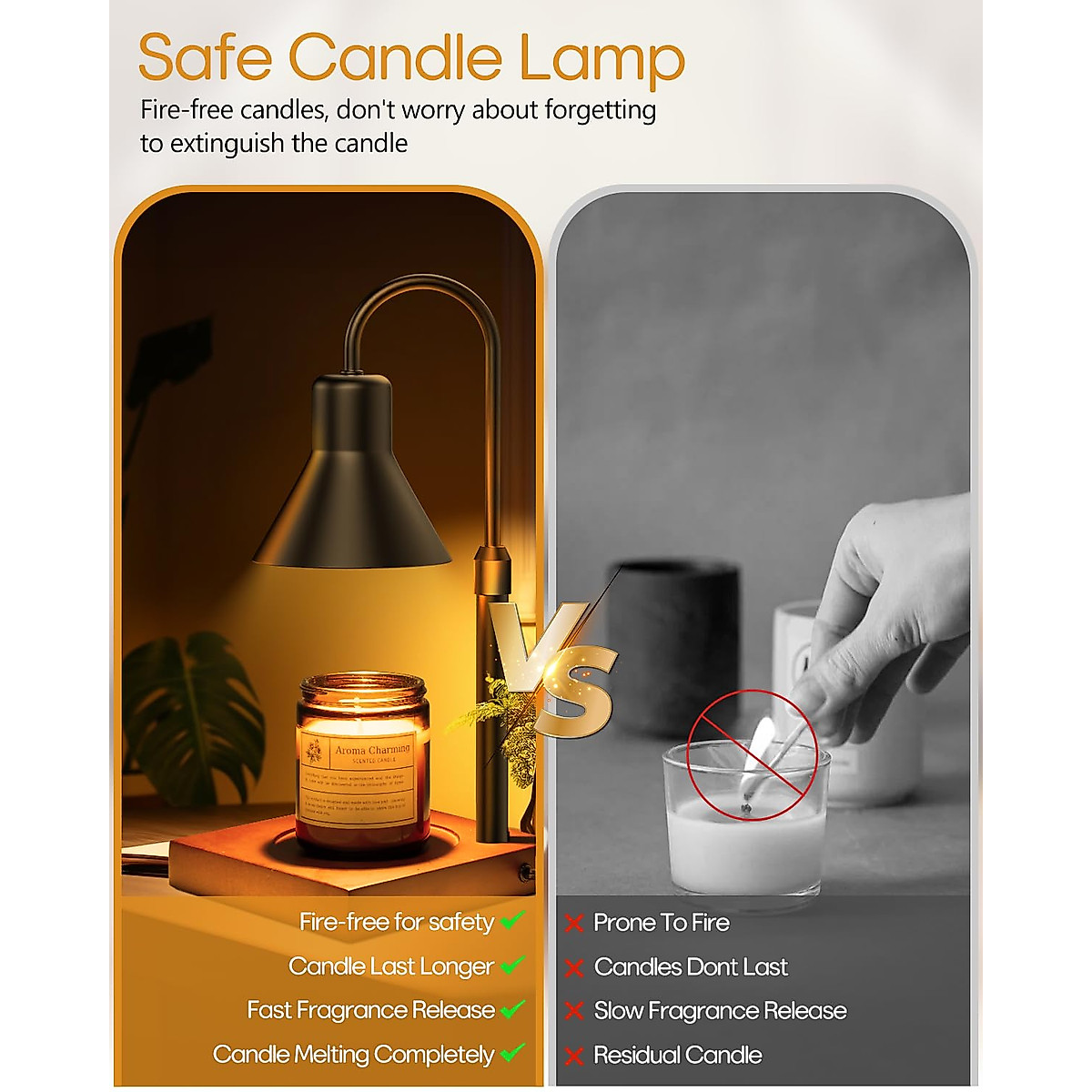 PRIORARE Candle Warmer Lamp with 2 x 50W Bulbs, 4-Gear Dimmer Electric Candle Warmer Oak Base, 2H/4H/8H Timer Candle Lamp, Scented Jar Candles Heater