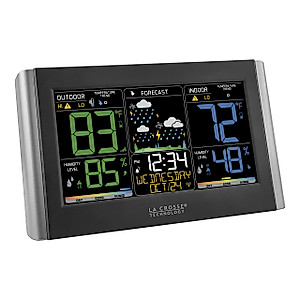 La Crosse Technology C85845-INT Weather Station, Black & TX141TH-BV4 Wireless Outdoor Thermo-Hygrometer Transmitting Sensor, White