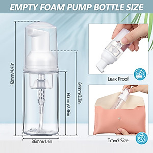 100 Pieces Foam Pump Bottle 1oz/30ml Travel Plastic Empty Pump Bottle Mini Lash Shampoo Bottles Clear Dispenser Portable Instant Soap Foaming Bottles for Hand Lotion Shampoo