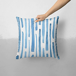 iiRov Blue Abstract Watercolor Strokes - Custom Decorative Home Decor Indoor or Outdoor Throw Pillow Cover Plus Cushion Set for Sofa, Bed or Couch (Pillow CASE Cover Plus Cushion)
