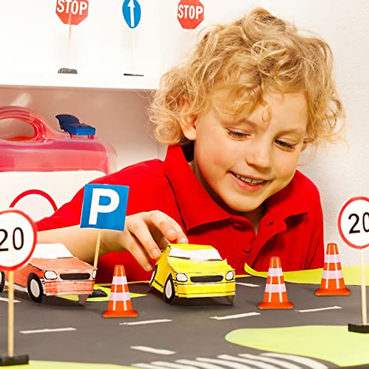Gadpiparty Pre Rolled Cones 10 Pcs Miniature Traffic Cones Road Construction Cones Kids Traffic Signs Toys Children Educational Learning Toys Sand Table Ornaments Street Signs