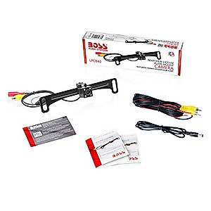 BOSS Audio Systems LPCB40 Rearview Car Backup Camera - License Plate Mount, High Resolution, Color, 170° Wide Angle View, Weatherproof, Wide Angle View, Low Light Friendly, Distance Guide View