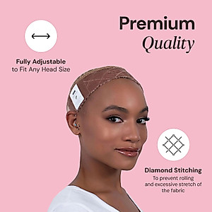 MILANO COLLECTION WiGrip, The Original Comfort Grip Band, Adjustable Wig Band for Tension-Free Glueless Wig, Nonslip Wig Headband, Tension-Free, One Size Fits All, Tan