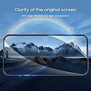 UniqueMe [2+2+1 Pack for iPhone 14 Pro Max 6.7 inch Privacy Screen Protector, Camera Lens Protector with Installation Frame, Tempered Glass Film [Anti-Spy][8K Ultra HD] Anti-Blue Light Eye Protection