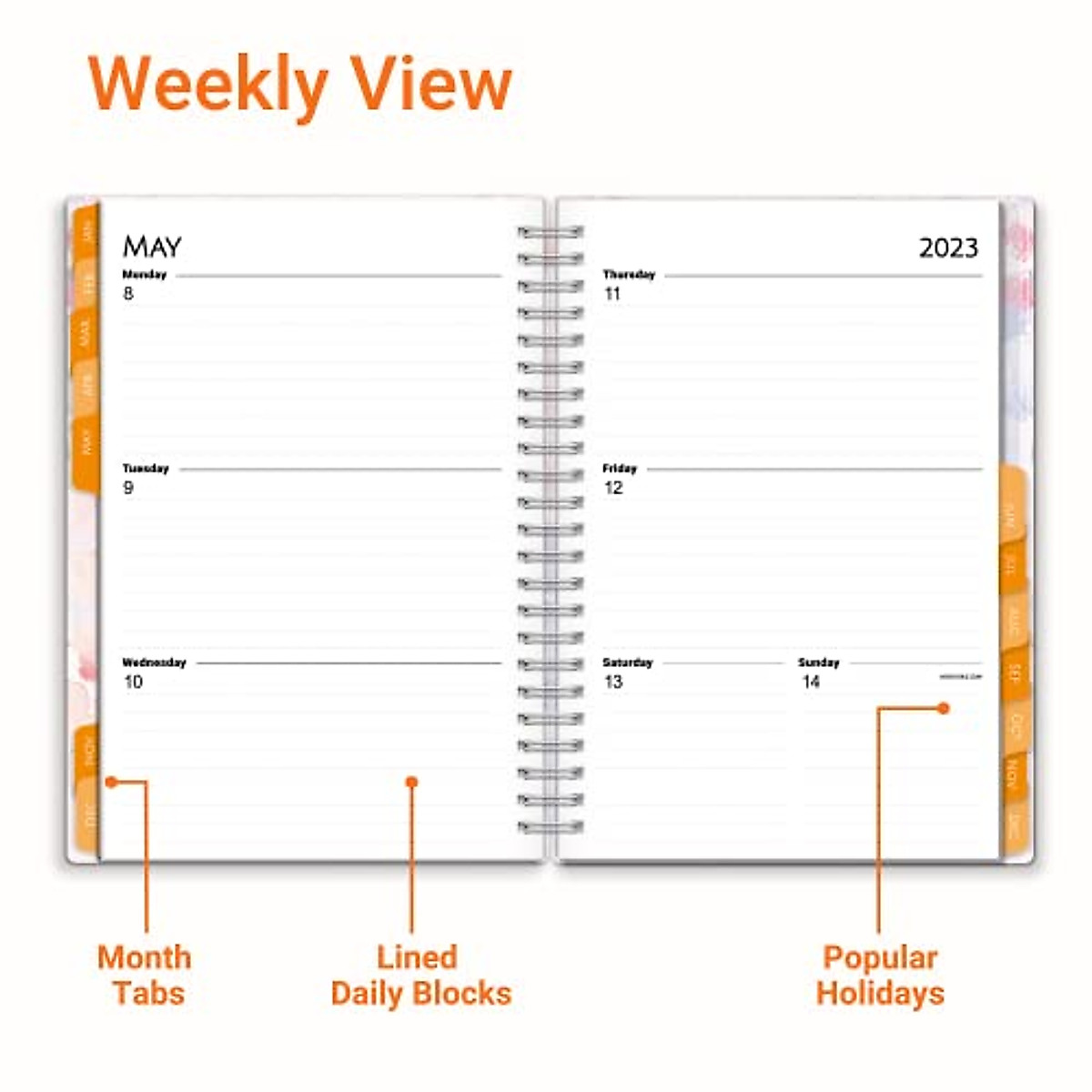 CRANBURY 2023 Planner Weekly Monthly (6x8.25", Watercolor), 2023 Small Planner Book, 8 x 6 Agenda Book, Yearly Calendar Planner, Monthly Tabs, Bookmark, Notes, Bonus Pocket, Stickers