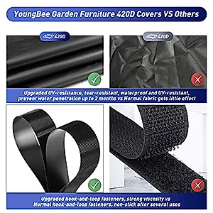 YoungBee Patio Furniture Set Covers,Rectangular/Square Patio Table Cover Waterproof, Windproof, Upgraded Tear-Resistant 420D Oxford Large Outdoor Furniture Covers 138" W x 79" D x 28" H