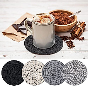 8 Pcs Coasters for Drinks, Absorbent Coasters, Cotton Woven Drink Coasters, Braided Coasters Heat-Resistant for Home Coffee Table Desk Cups Tabletop Protection Coasters