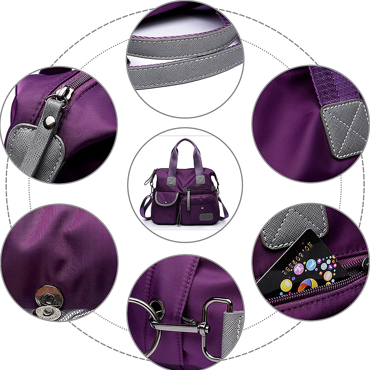 SUSIE ISLAND Multi Pocket Waterproof Nylon with Antitheft RFID Fashion Backpacks Large Shoulder Bag Travel Purse Bags (Black)