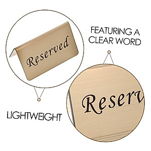 VOSAREA 4sets Table Booked Reserved Signs for Tables Meeting Banquet Reserved Signs Ceremony Reception Reserved Signs Table Card Holder Table Number Holders Tents Golden Stainless 4pcs*4