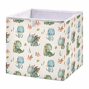 SDMKA Watercolor Dragon Cube Storage Bin Foldable Storage Cubes Fabric Storage Baskets for Shelf Closet Home Organizers, 11 Inch