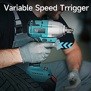 1/2 inch Cordless Impact Wrench, Torque 258ft-lbs(350N.m), 3500 RPM, 21V Electric Brushless Power Impact Gun for Lug Nuts with 2.0Ah Battery, 1/4 inch Impact Driver, Charger & Kit Case (4000mAh)