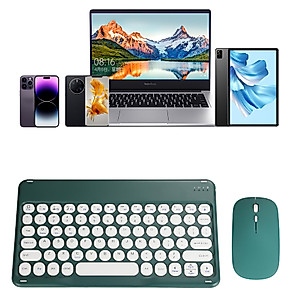 Ultra Slim Retro Bluetooth Keyboard and Mouse Combo,Compact Rechargeable Wireless Keyboard and Mouse for iPad,iPad Mini,iPad Air iPad Pro,iPhone,Windows Android Tablet Smartphone (Black)