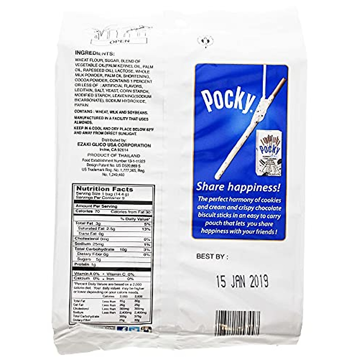 Glico Cookie And Cream Covered Cocoa Biscuit Sticks, 4.57 Ounce