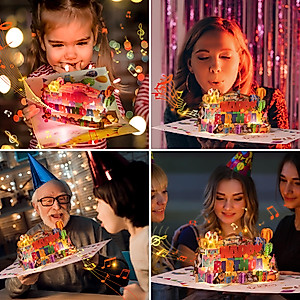 3D Musical Birthday Cards with Lights & Blowable Candle, Pet Dog Theme Funny Birthday Greeting Card, Dog Mom or Dad Bday Popup Cards for Husband Wife Friend and Every Dog Lover Play Song 'Happy Bday'