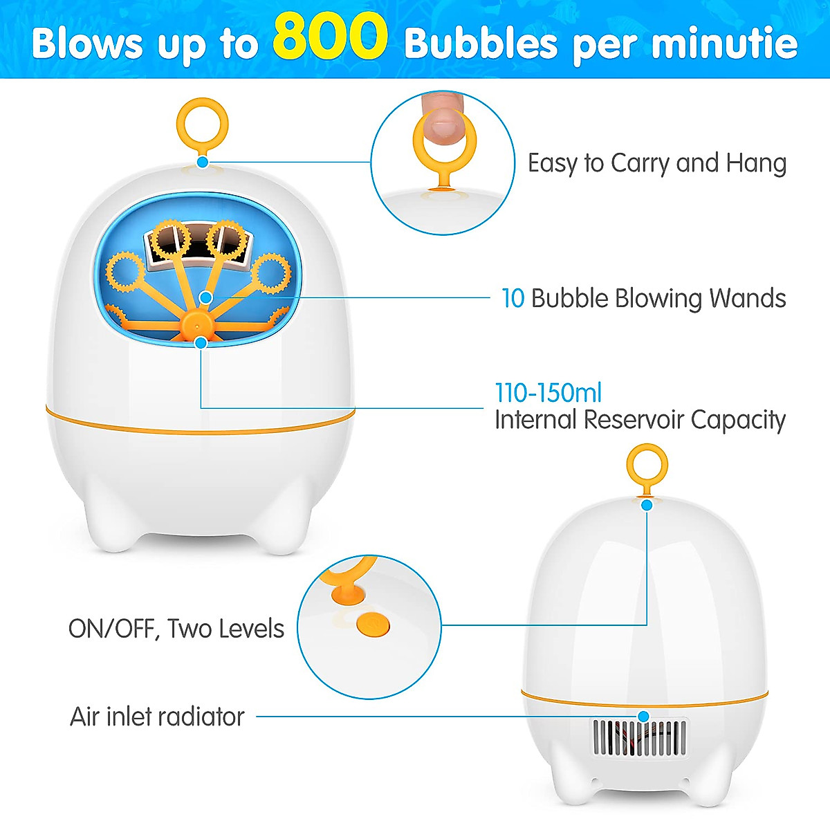 Victostar Bubble Machine, Automatic Bubble Machine for Kids with Bubbles Solutions (17 oz Total) Bubble Blowing for Outdoor Indoor