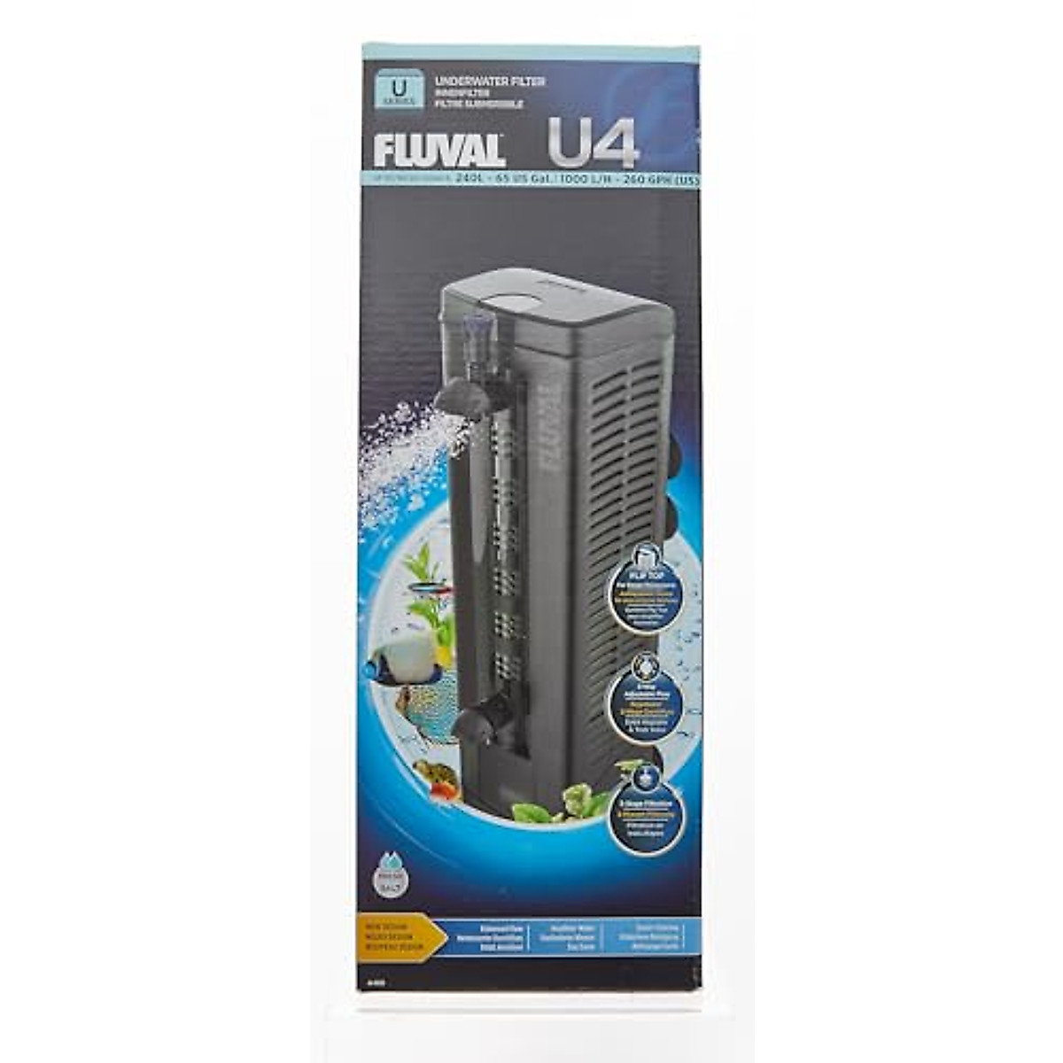 Fluval U4 Underwater Filter, Freshwater and Saltwater Aquarium Filter, A480,Black