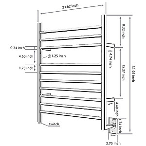 HEATGENE Towel Warmer Wall-Mounted Hardwired Heated Towel Rack Hot Towel Bar Mirror Polish