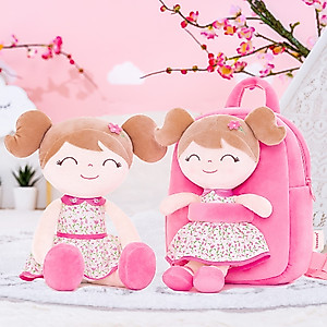 Gloveleya Kids Backpack Toddler Backpack Soft Plush Flower Fairy Girl Doll Backpack Pink 9"