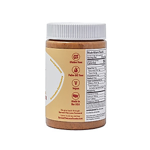 Spread The Love UNSALTED CRUNCH Almond Butter, 16 Ounce, All Natural, Vegan, Gluten Free, Creamy, No Added Salt or Sugar, No Palm Fruit Oil, Not Pasteurized with PPO, Made in California